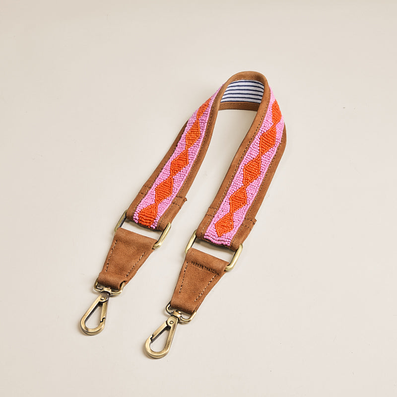 Beaded and Suede Shoulder Strap - Diamond Pink & Orange – Parker Thatch