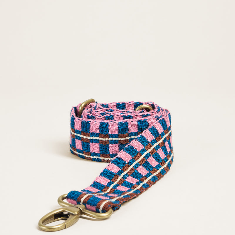 Adjustable Hand-Woven Crossbody Strap - Blue & Pink Pattern – Parker Thatch